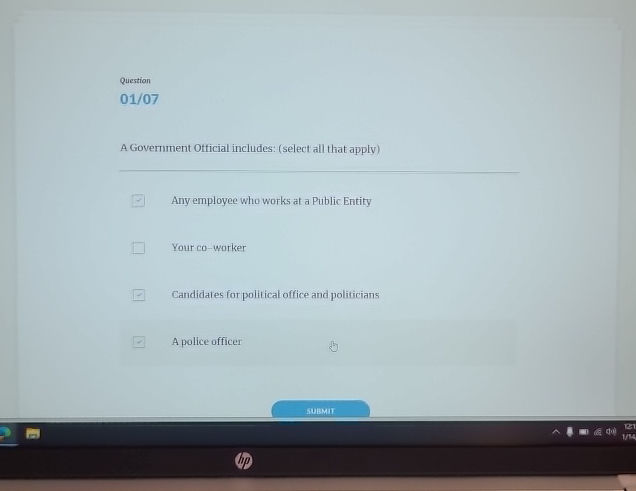 Question 01/07 A Government Official | StudyX