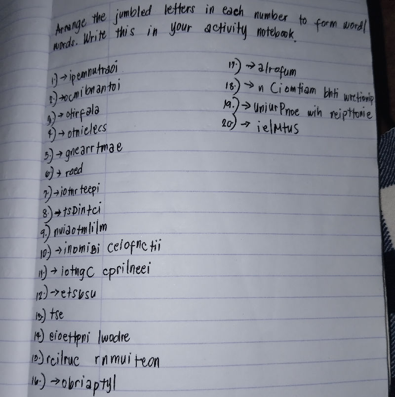 Arrange the jumbled letters in each number | StudyX