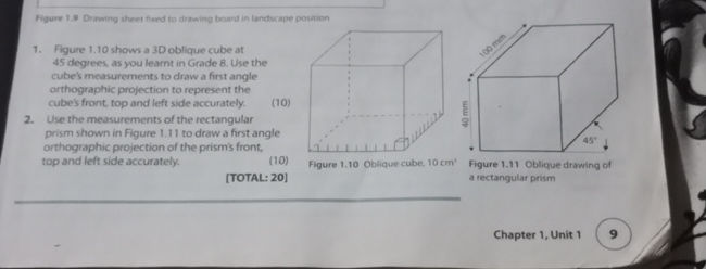 1 Figure 110 shows a 3D oblique cube at 45