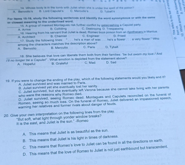 14 Whose body is in the tomb with Juliet | StudyX