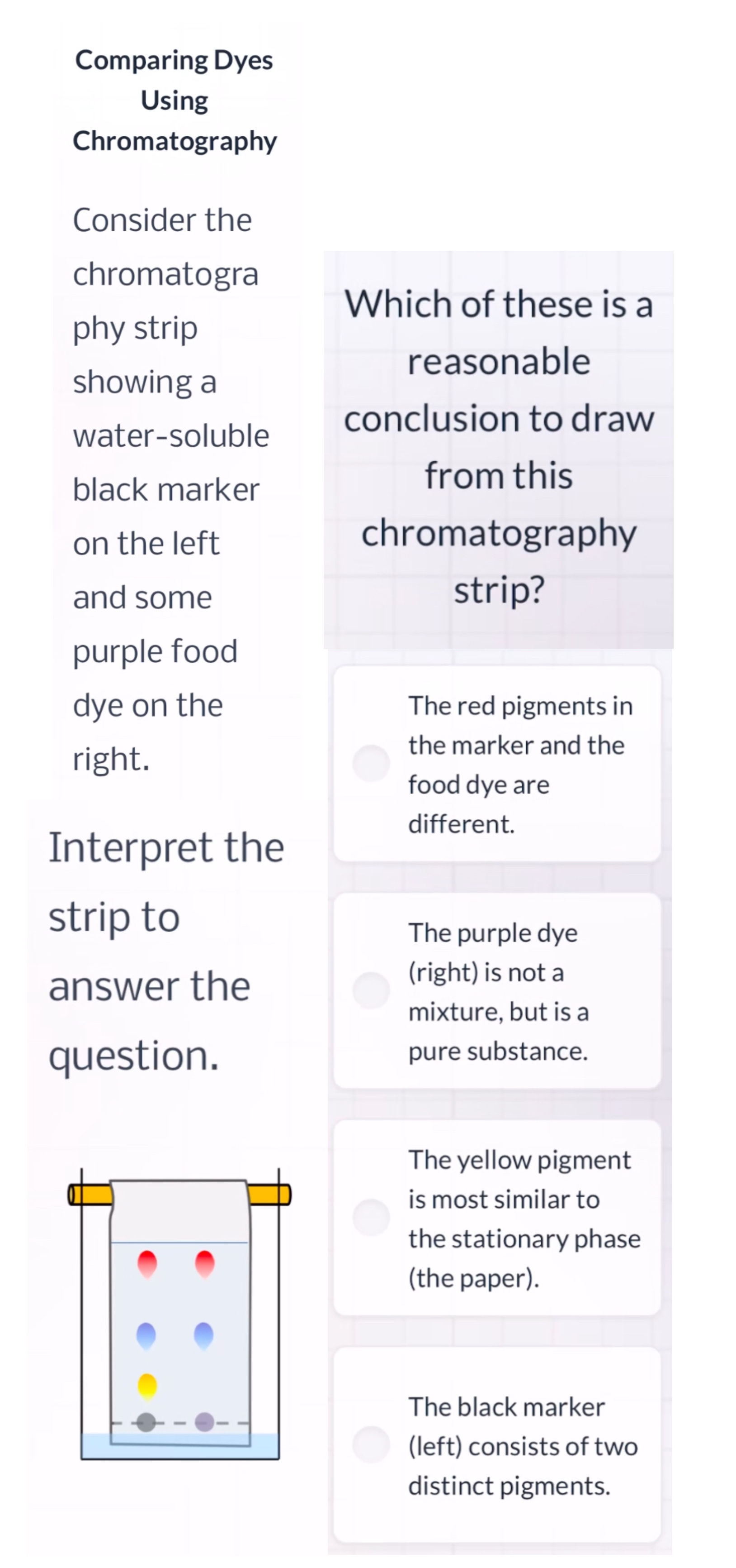 Comparing Dyes Using Chromatography Consider | StudyX