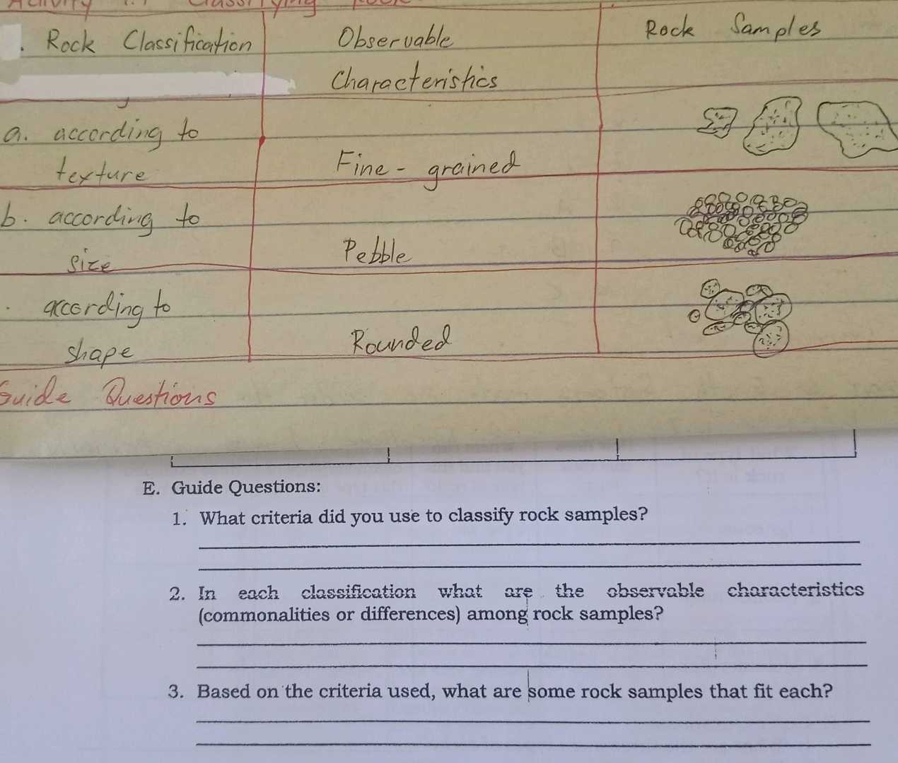 Rock Classification a according to texture | StudyX