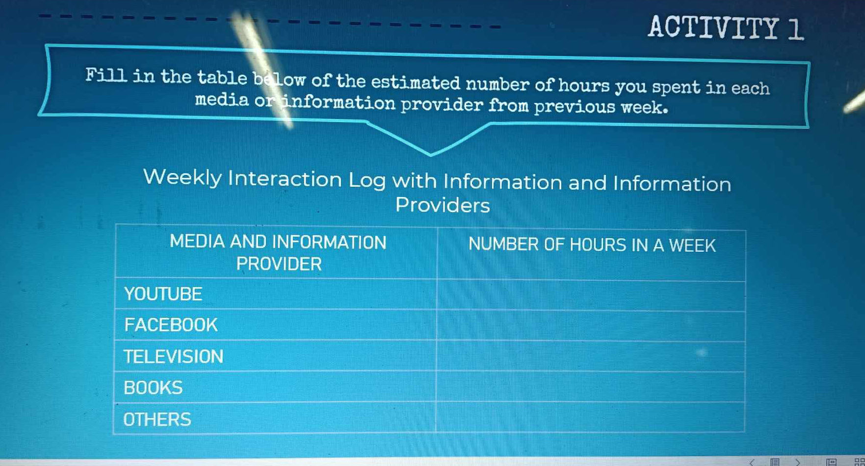 ACTIVITY 1 Fill in the table below of the | StudyX