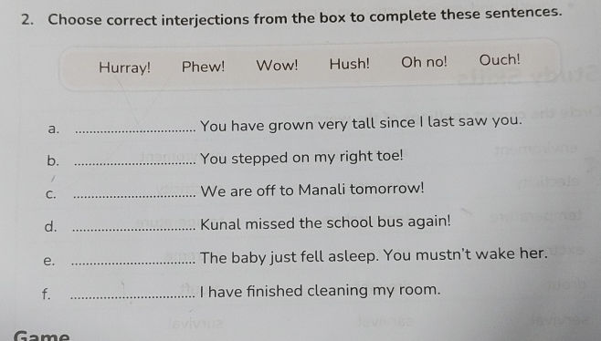 2 Choose correct interjections from the box | StudyX