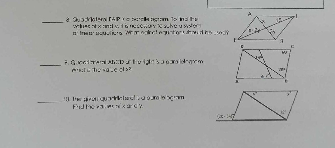8 Quadrilateral FAIR is a parallelogram To | StudyX