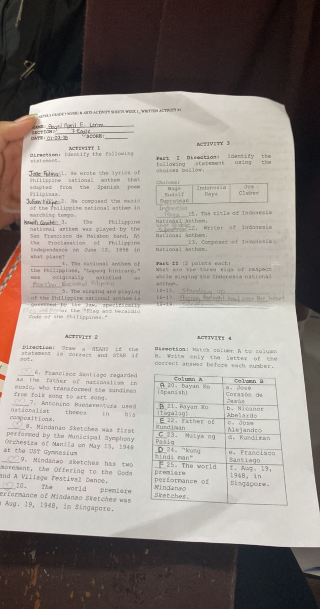 ACTIVITY 1Direction Identify the following | StudyX