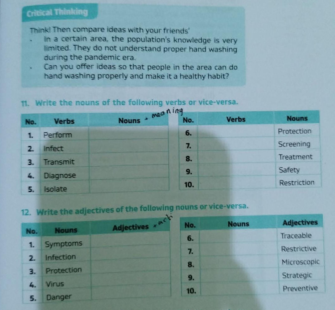 11 Write the nouns of the following verbs or | StudyX