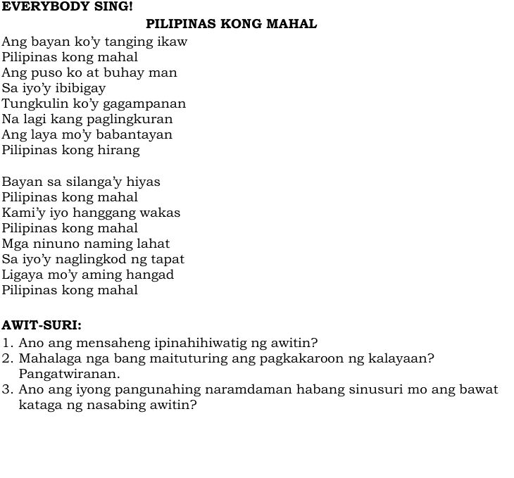EVERYBODY SING PILIPINAS KONG MAHAL Ang | StudyX