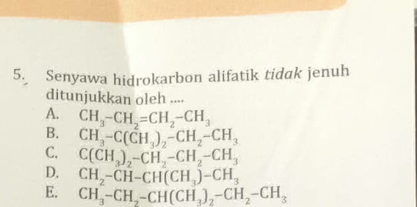 5 Senyawa hidrokarbon alifatik tidak jenuh | StudyX