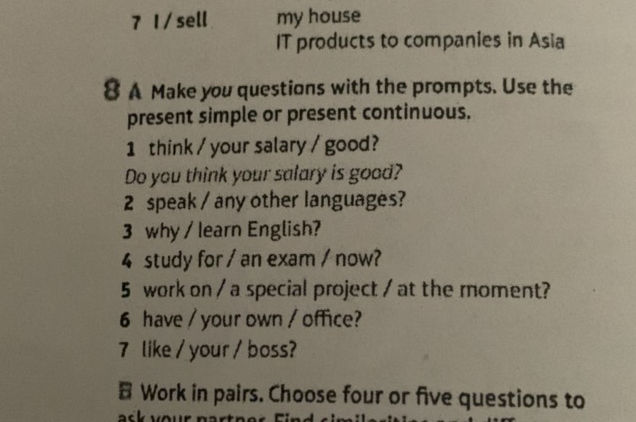 8 A Make you questions with the prompts Use | StudyX