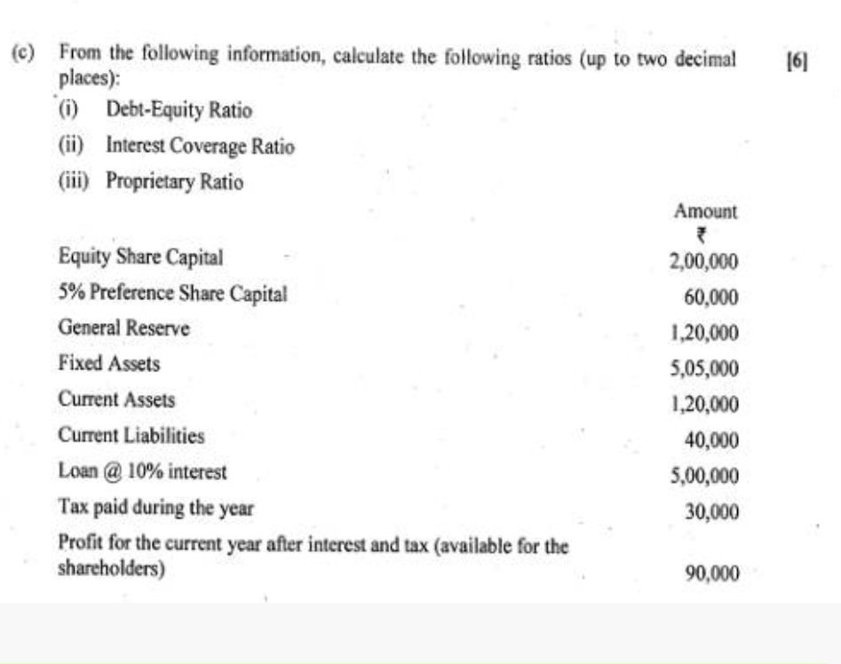 (c) From the following information calculate | StudyX
