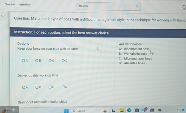 Question Match each type of boss with a