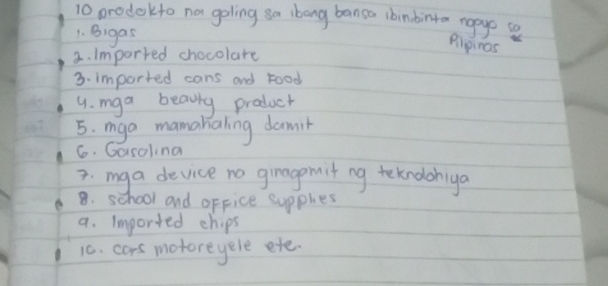 10 produkto na galing sa ibang bansa