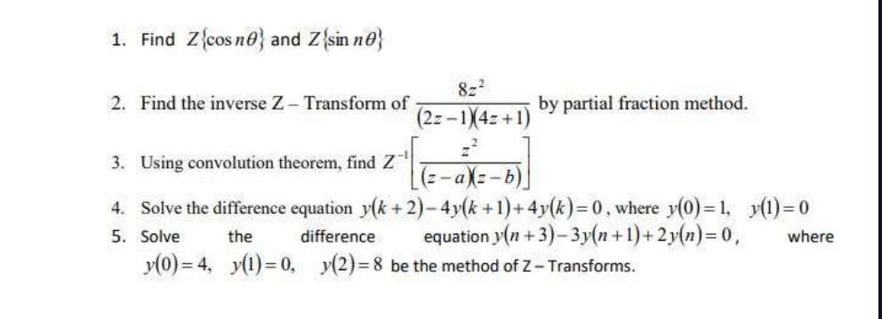 1 Find Zcosn and Zsinn 2 Find the inverse | StudyX
