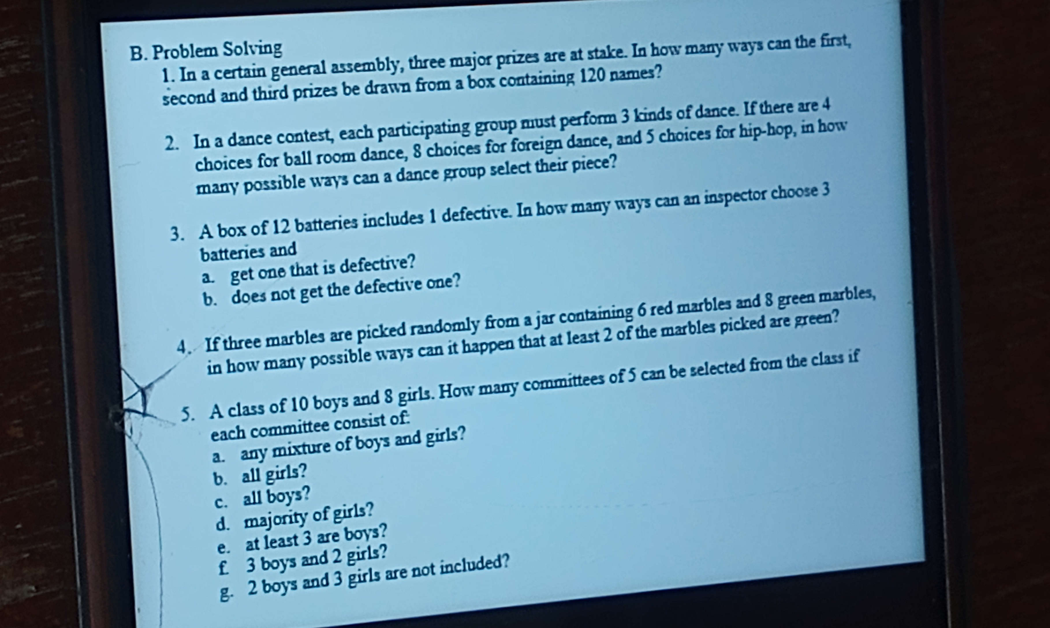 B Problem Solving 1 In a certain general | StudyX