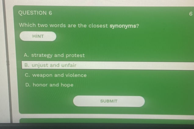 QUESTION 6 Which two words are the closest | StudyX
