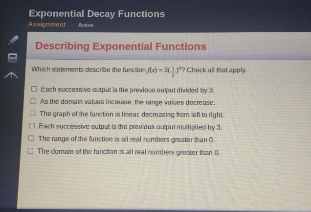 Exponential Decay Functions Assignment | StudyX