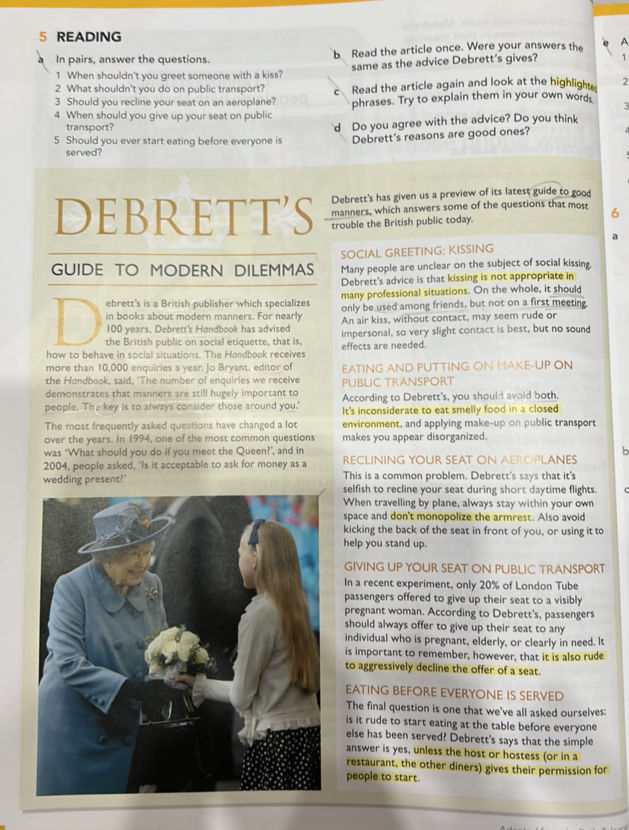 5 READING In pairs answer the questions 1 | StudyX