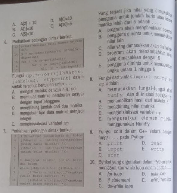 6 Perhatikan potongan sintak berikut python | StudyX
