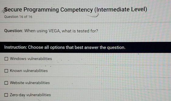 Secure Programming Competency (Intermediate | StudyX