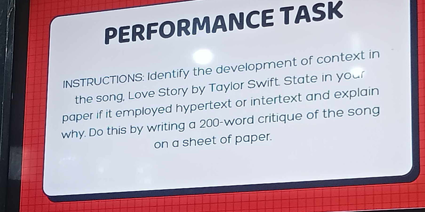 PERFORMANCE TASK INSTRUCTIONS Identify the | StudyX