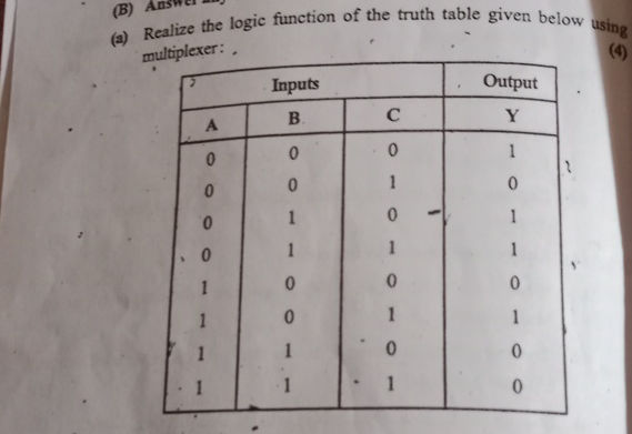 (a) Realize the logic function of the truth | StudyX