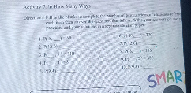 Activity 7 In How Many Ways Directions Fill | StudyX