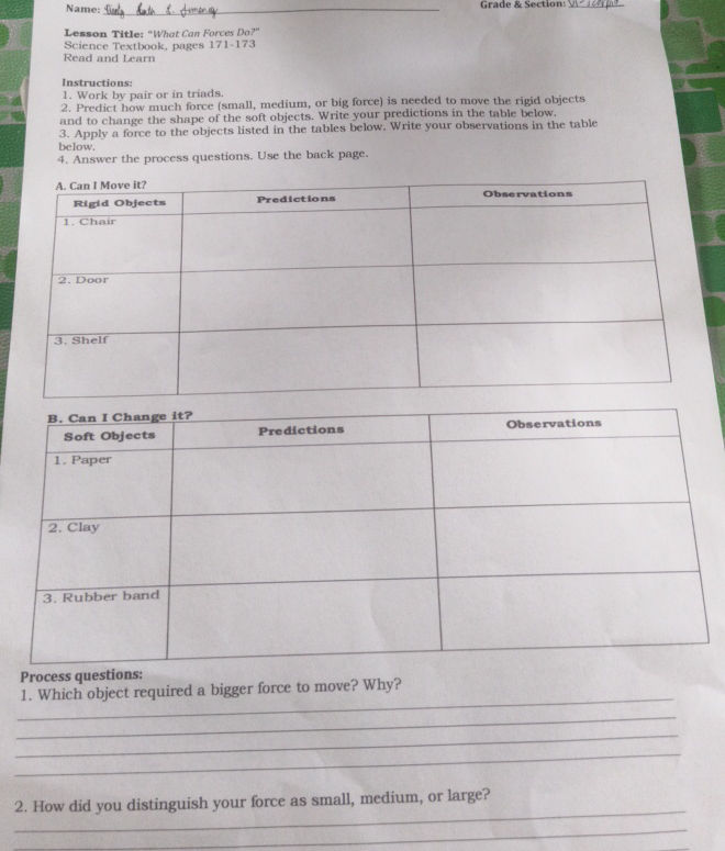 Name Lesson Title What Can Forces Do Science | StudyX