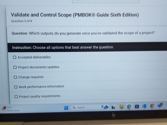 Validate and Control Scope (PMBOK Guide | StudyX