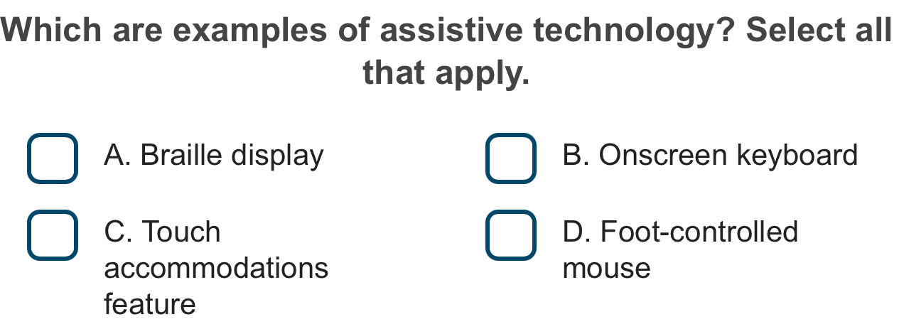 Which are examples of assistive technology