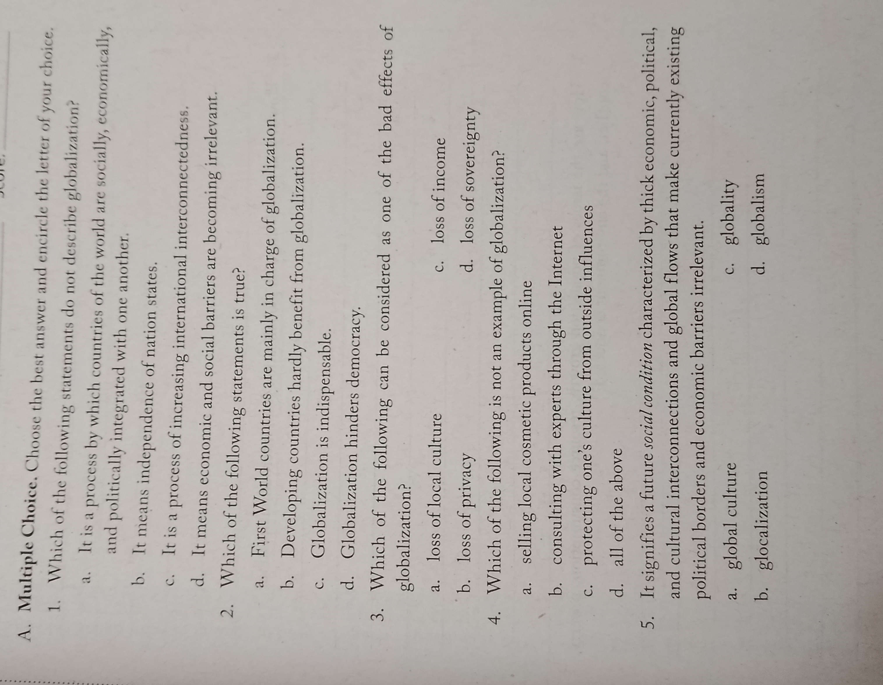 A Multiple Choice Choose the best answer and | StudyX