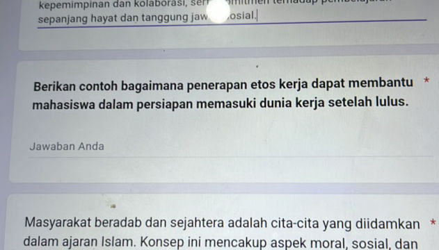 Berikan contoh bagaimana penerapan etos