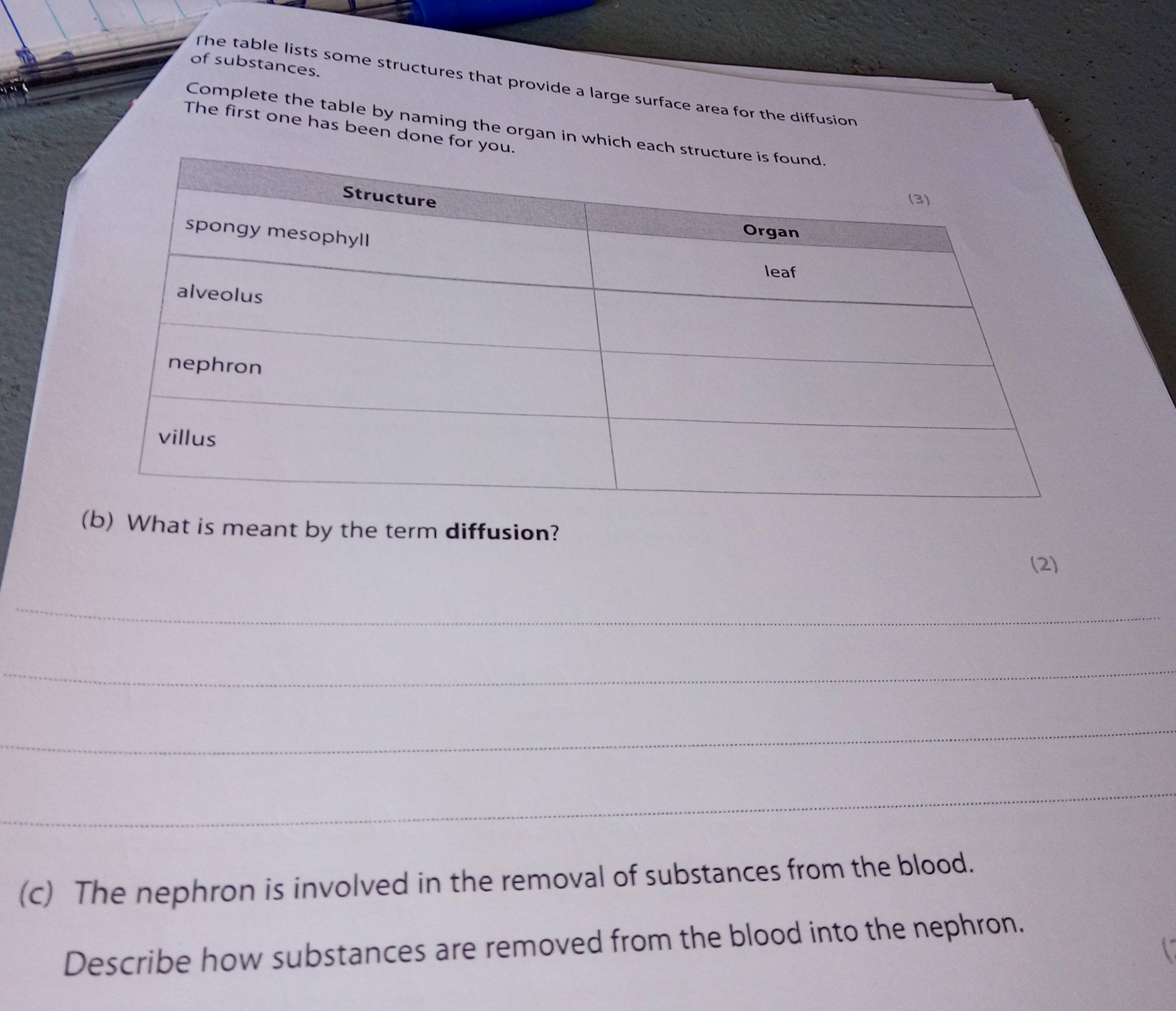 The table lists some structures that provide | StudyX
