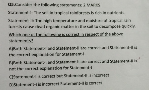 Q5Consider the following statements 2 MARKS | StudyX
