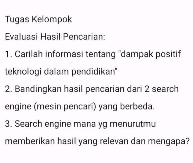 Tugas Kelompok Evaluasi Hasil Pencarian 1 | StudyX