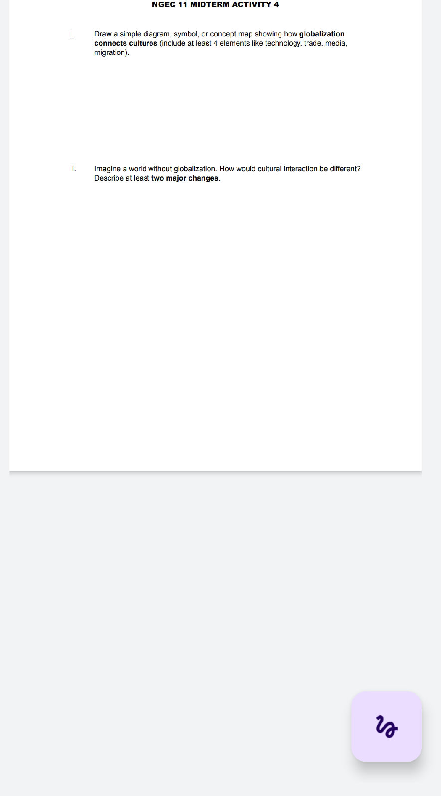 I. Draw a simple diagram, symbol, or concept