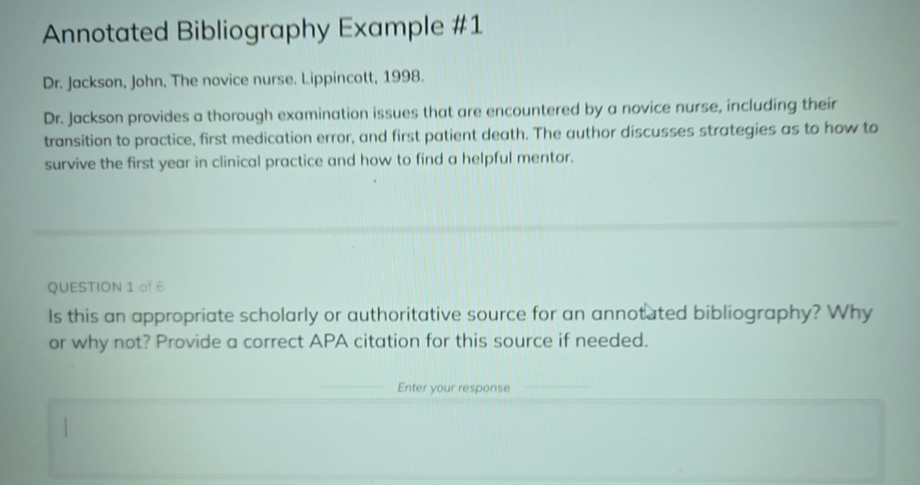 Annotated Bibliography Example #1 Dr.