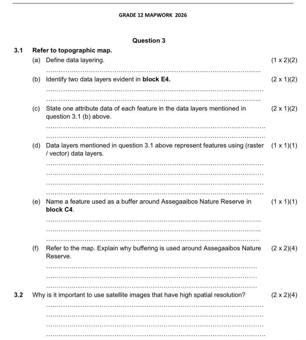 GRADE 12 MAPWORK 2026 Question 3 3.1 Refer
