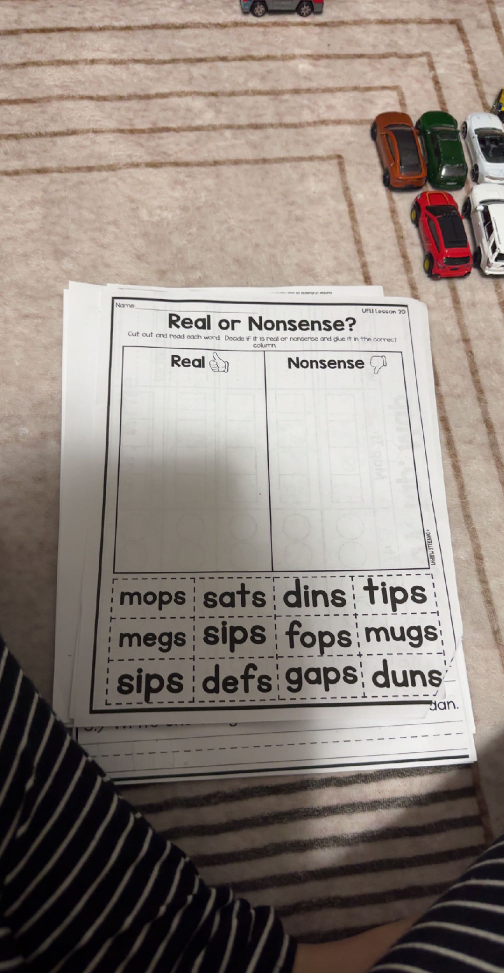 Name: UFLI Lesson 20 Real or Nonsense? Cut
