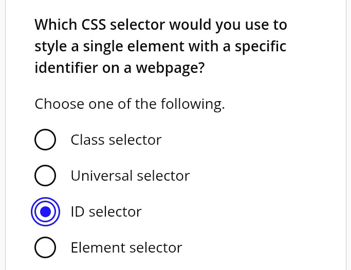 Which CSS selector would you use to style a