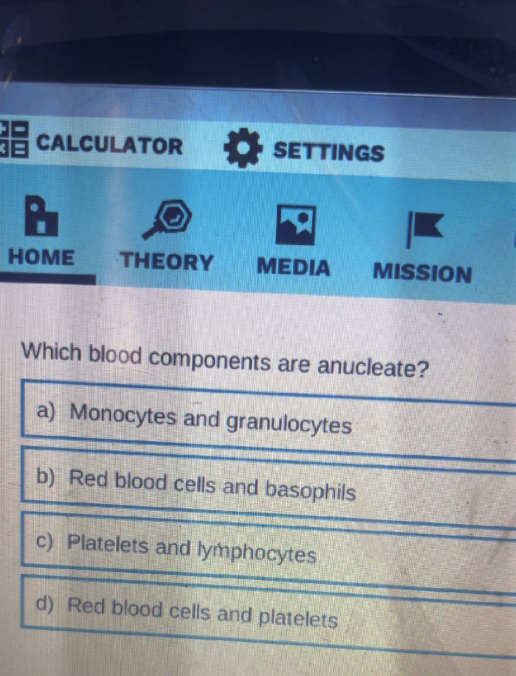 Which blood components are anucleate? a)