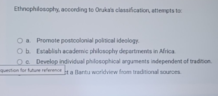 Ethnophilosophy, according to Oruka's