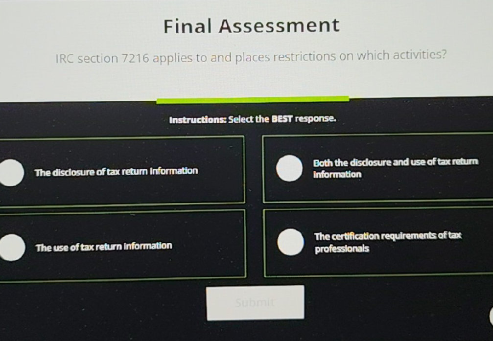 IRC section 7216 applies to and places