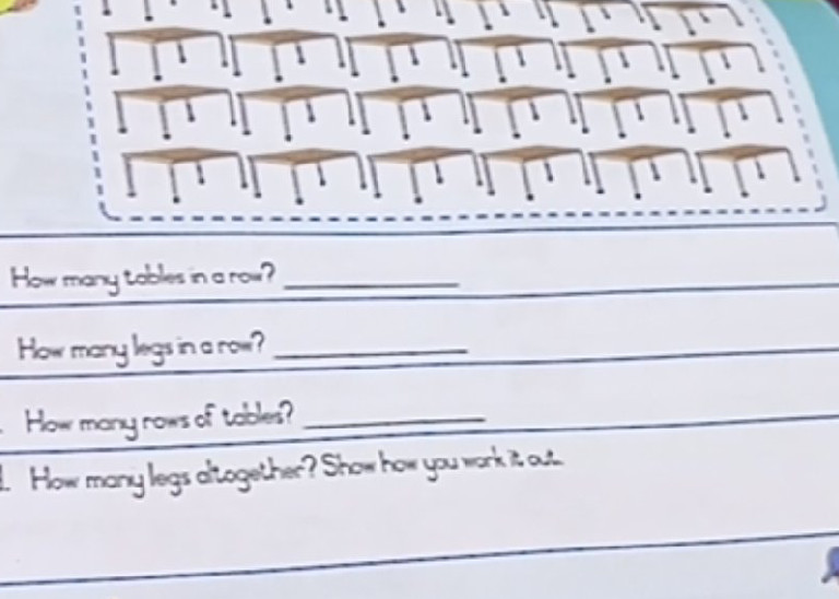 There are several tables shown in rows and