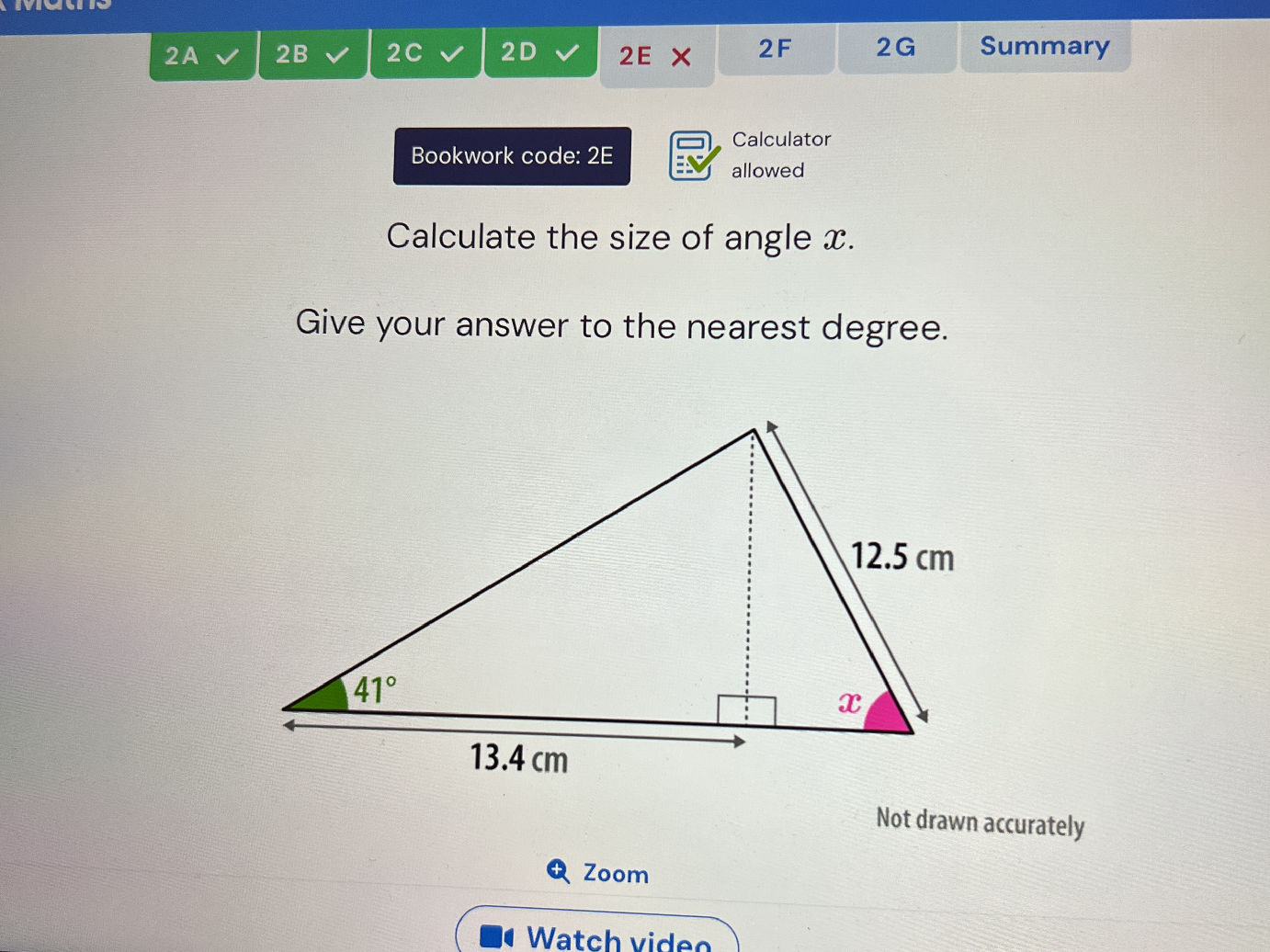 Calculate the size of angle $x$. Give your | StudyX