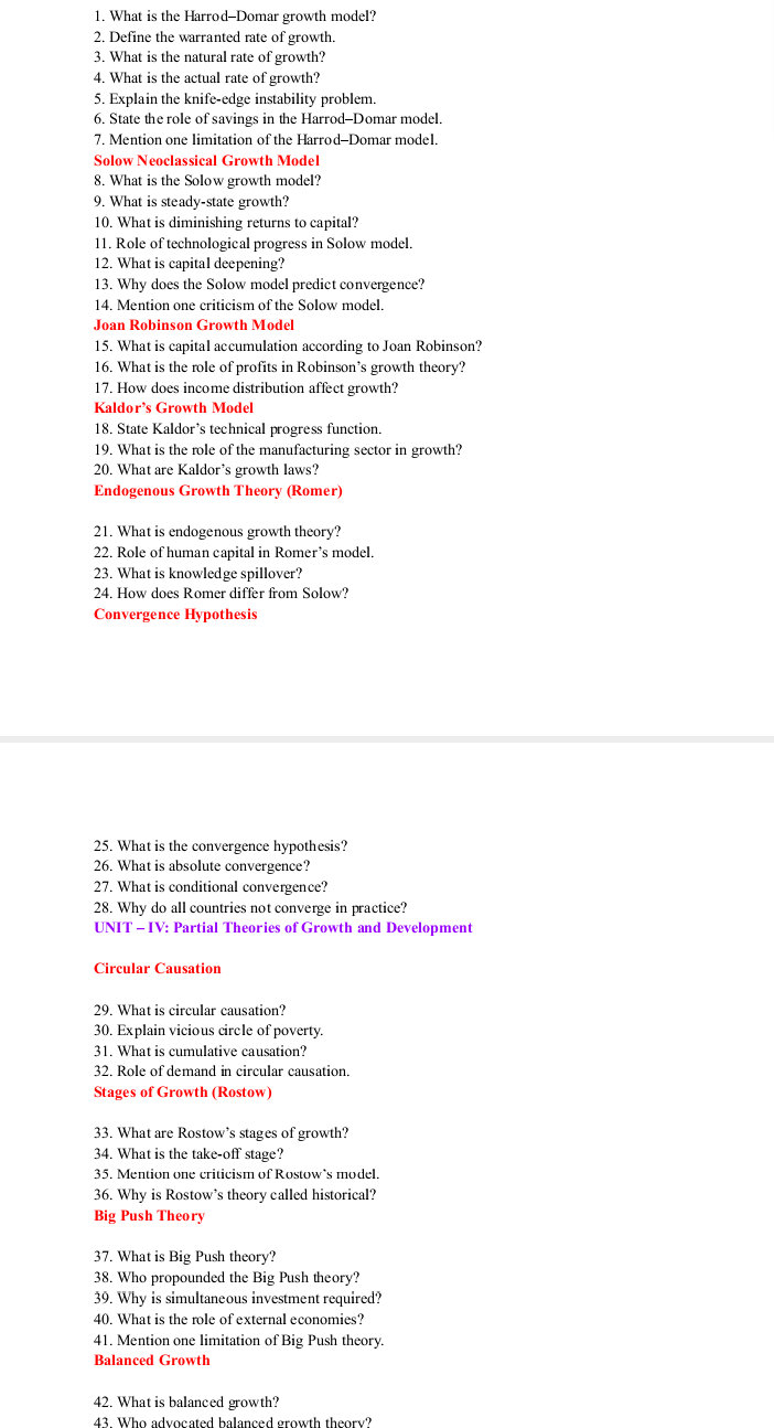 1. What is the Harrod-Domar growth model? | StudyX