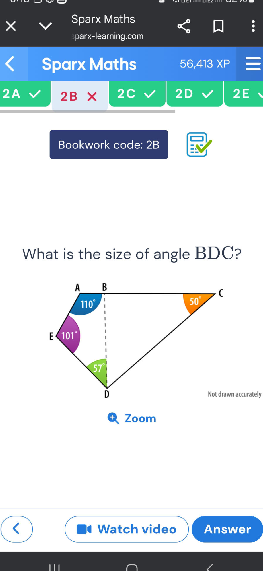 What is the size of angle BDC? [Image of a | StudyX
