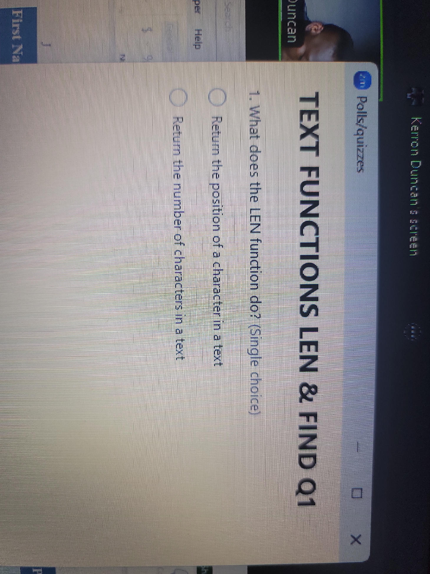 1. What does the LEN function do? (Single | StudyX