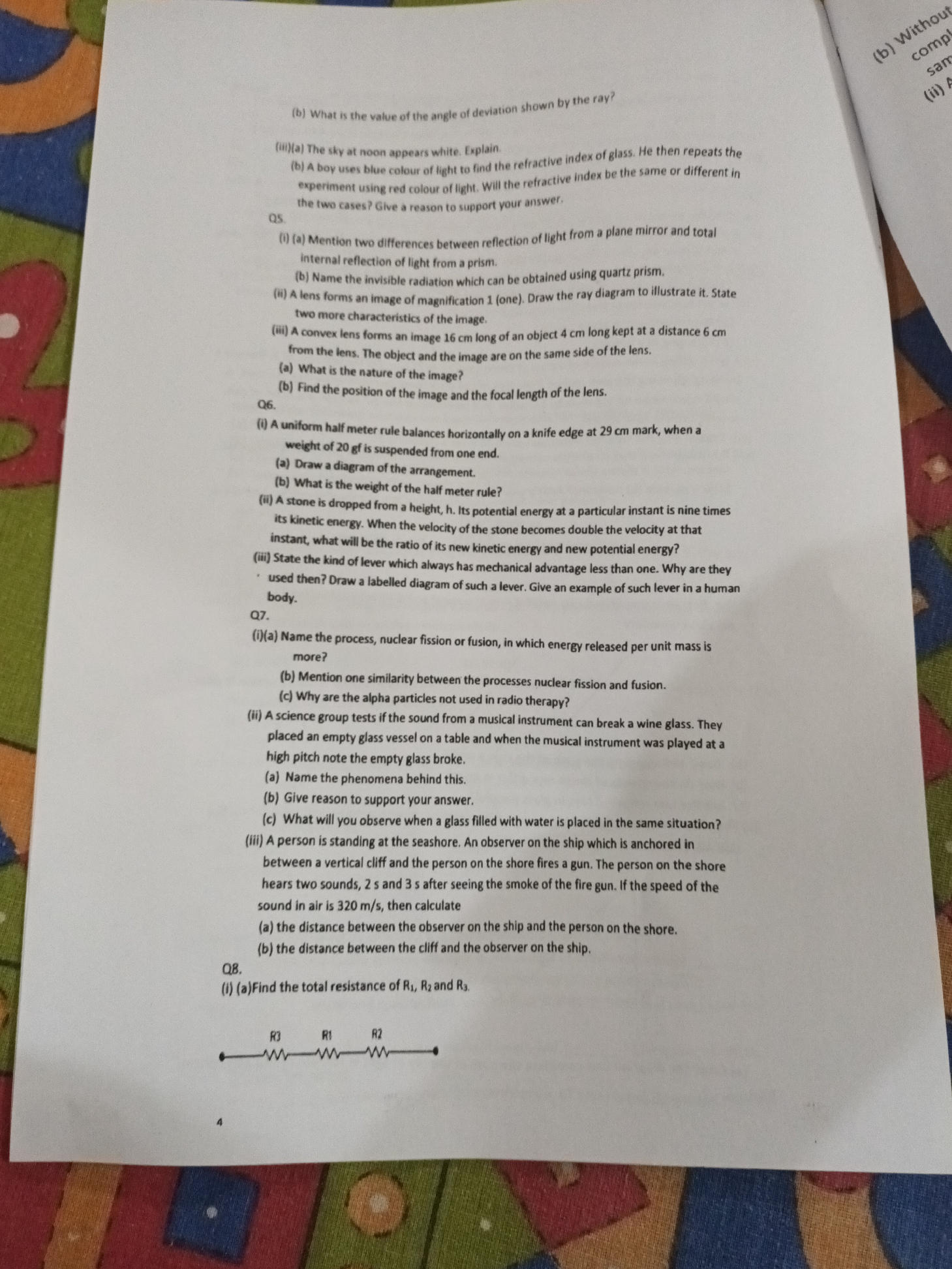(i) A uniform half meter rule balances | StudyX