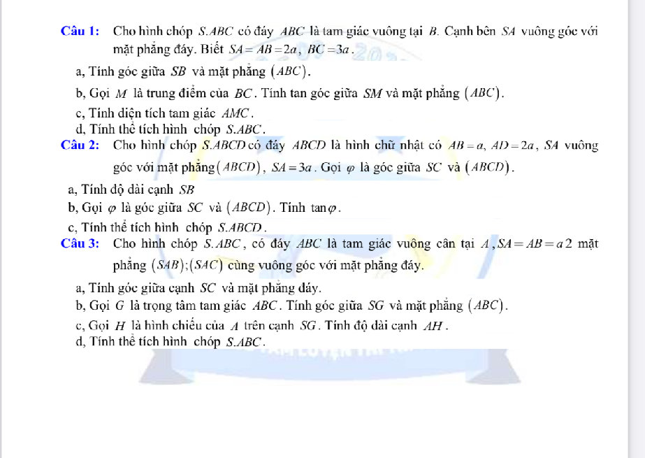 Câu 3: Cho hình chóp $S.ABC$, có đáy $ABC$ | StudyX